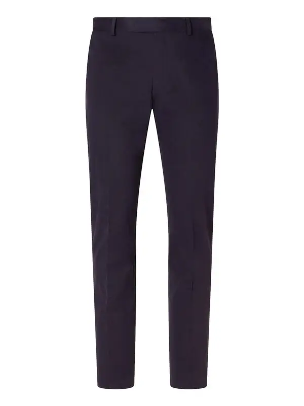 Brioni Tapered Brushed Cotton-blend Gabardine Trousers - Blue