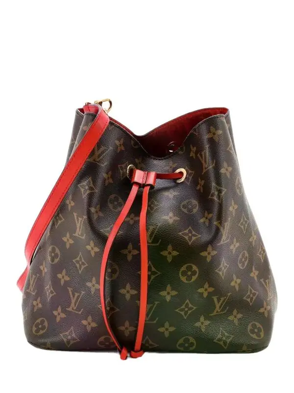 LOUIS VUITTON Neonoe Handbag Monogram Canvas With Leather Mm Bucket Bag - Red