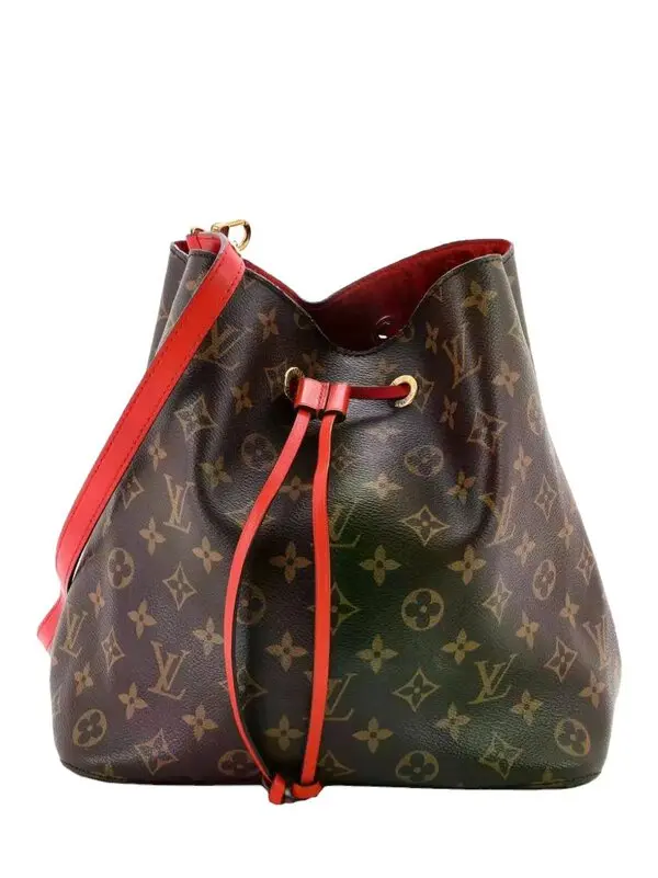 LOUIS VUITTON Neonoe Handbag Monogram Canvas With Leather Mm Bucket Bag - Red