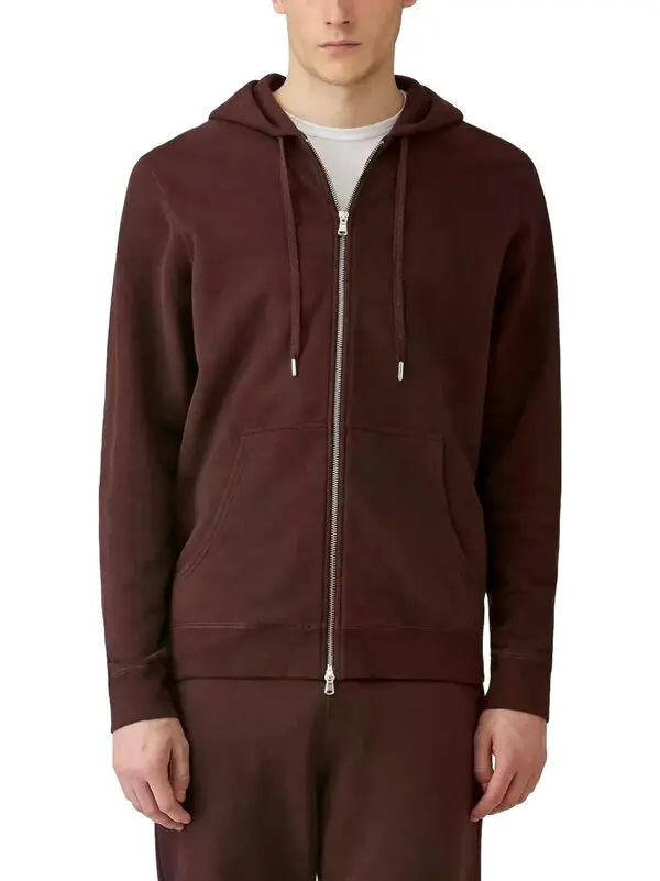 Sunspel Loopback Cotton Hoodie - Brown