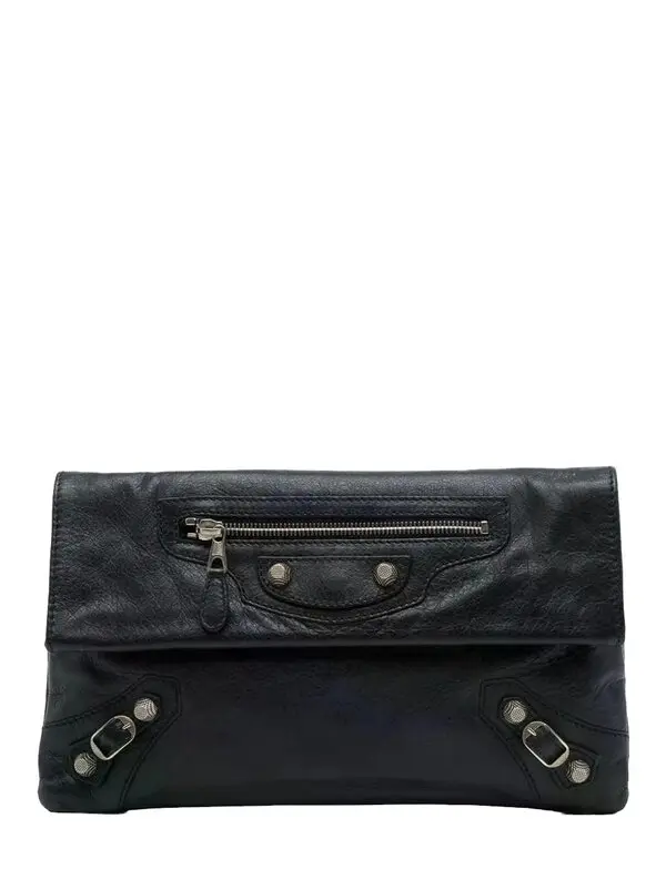 Balenciaga 2005-2006 Lambskin Motocross Giant 12 Envelope Clutch Bag - Black