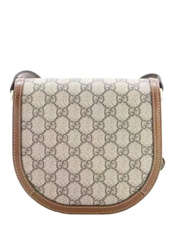 Gucci Horsebit 1955 Rounded Shoulder Bag Gg Coated Canvas And Leather Mini Crossbody Bag - Brown