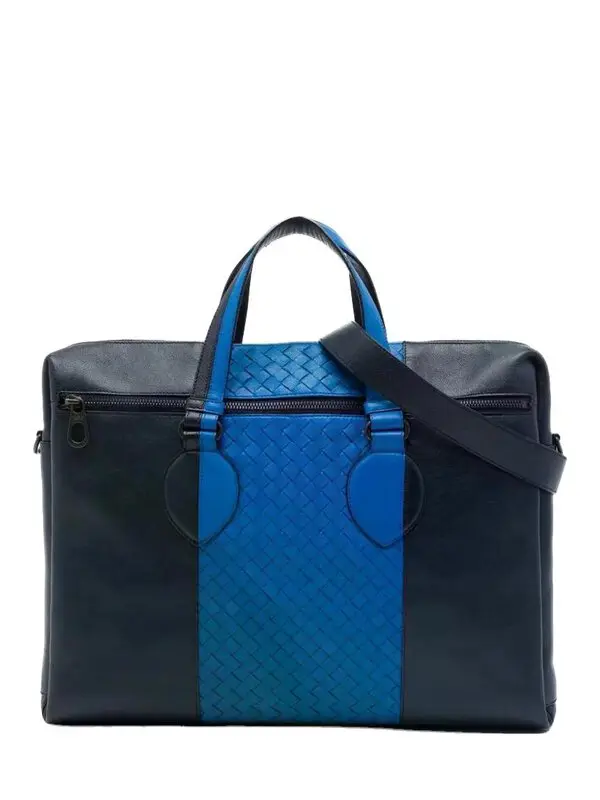 Bottega Veneta 2012-2026 Bicolor Nappa Intrecciato Briefcase Business Bag - Black