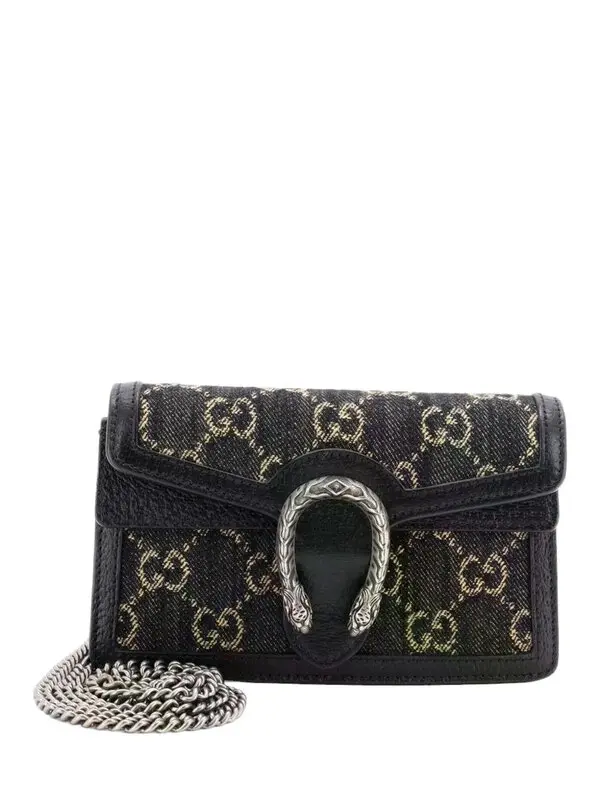 Gucci Dionysus Bag Gg Denim Super Mini Crossbody Bag - Black