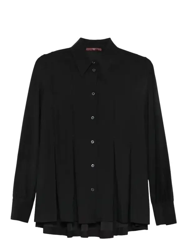 High Equally Pleated Long-sleeve Shirt - Black