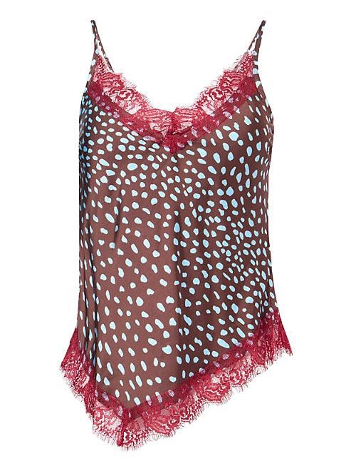 NEVER FULLY DRESSED Aurelia Lace-trim Satin Top - Chocolate