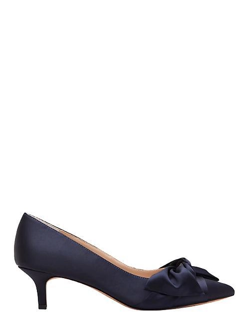 PHASE EIGHT Knot-front Heeled Satin Pumps - Navy