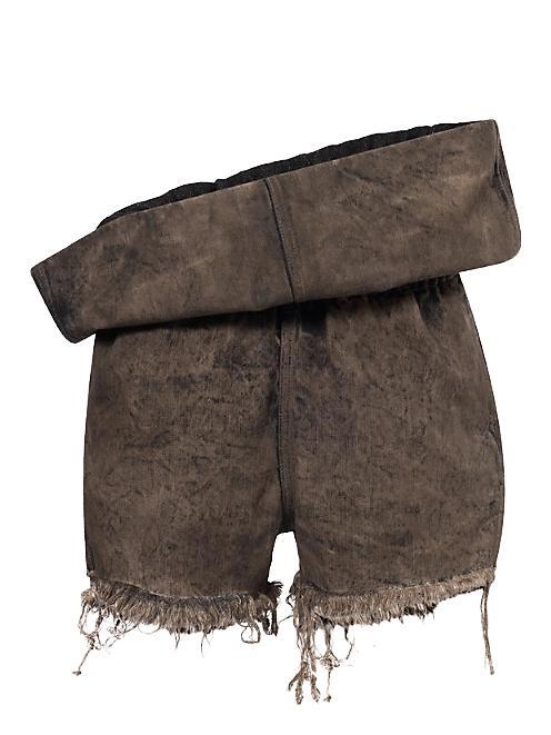 Rick Owens Crater Frayed Denim Shorts - Dust
