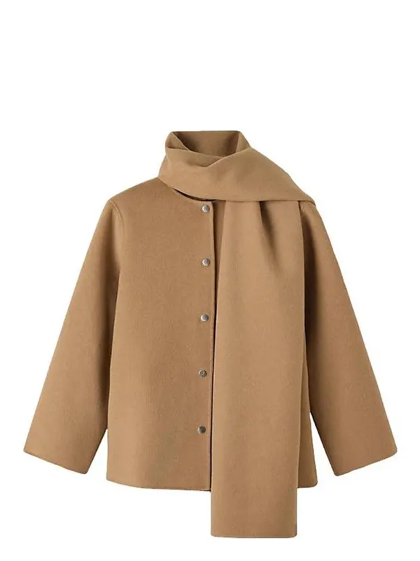 Whistles Double-faced Wool-blend Scarf Coat - Camel