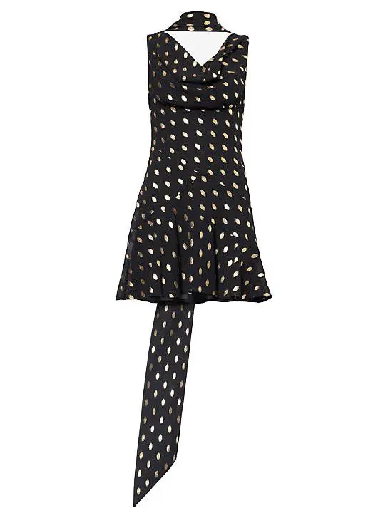 NEVER FULLY DRESSED Sophie Cowl-neck Crepe Mini Dress - Black