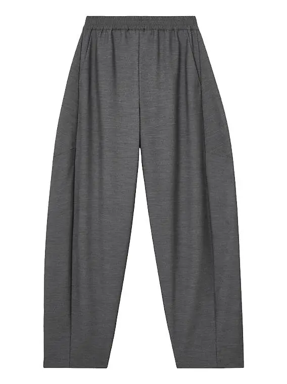 REISS Elle Barrel-leg Stretch-woven Trousers - Grey