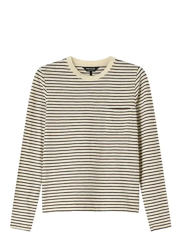 Whistles Striped Long-sleeve Cotton Top - Brown/multi
