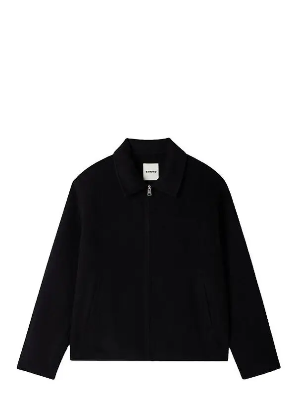 Sandro Collared Zip-up Wool -blend Jacket - Black
