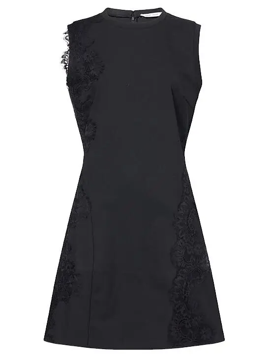 Samsøe Samsøe Sarhino Lace-trim Woven Mini Dress - Black
