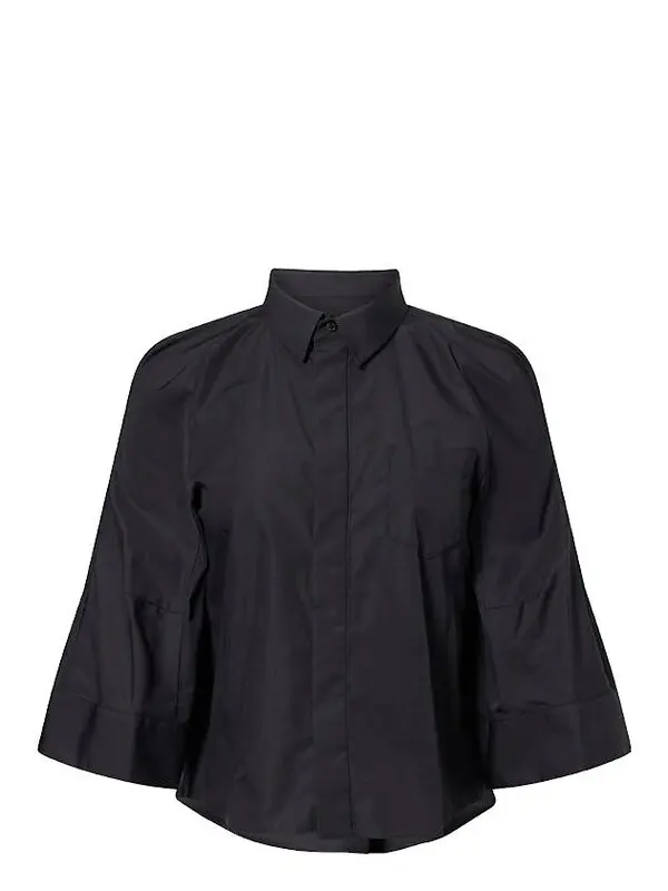 Sacai Oversize Cropped Cotton-blend Shirt - Black