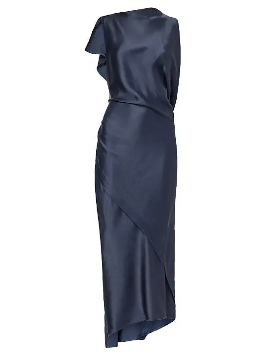 Victoria Beckham Kyra Crepe-back Satin Midi Dress - Midnight