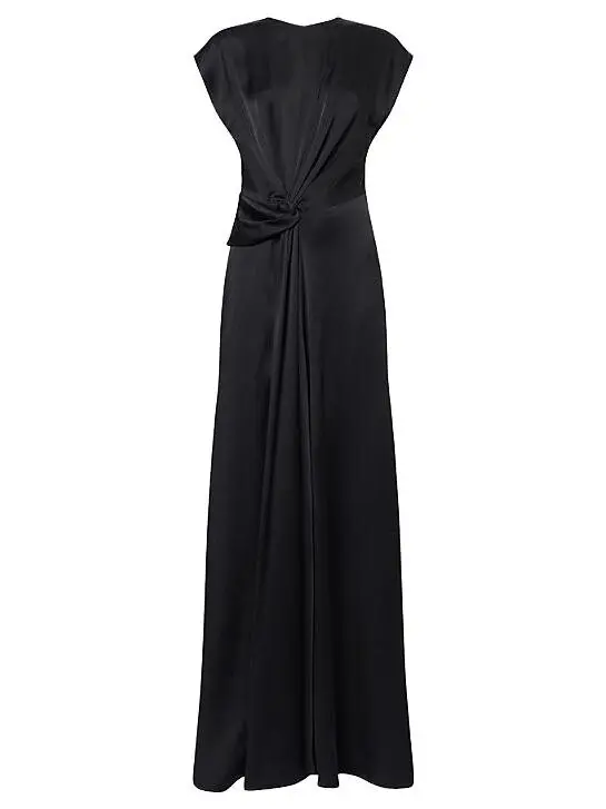 Victoria Beckham Aria Twist-detail Crepe-back Satin Gown - Black
