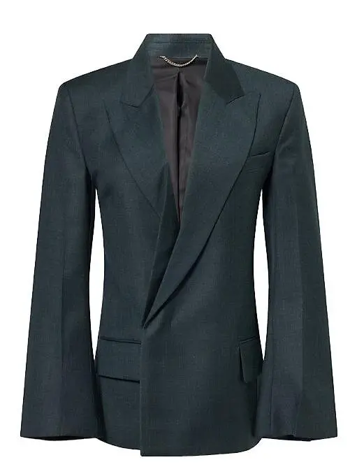 Victoria Beckham Sculptural Layered Double-breasted Wool Blazer - Marsh Green