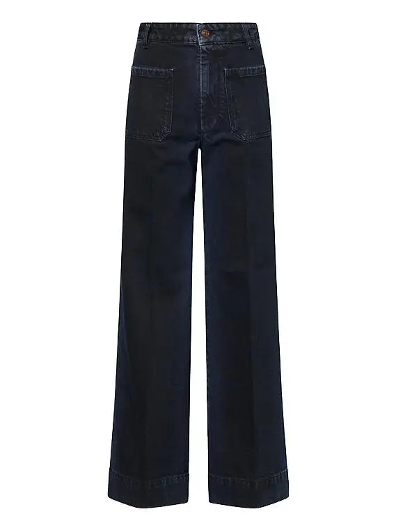 Victoria Beckham Alina Wide-leg Cotton Denim Jeans - Ink Blue