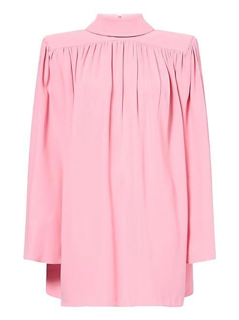 Valentino Garavani Draped High-neck Silk Top - Absolute Rose