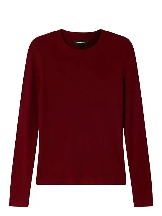 Whistles Essential Ribbed Crewneck Stretch-jersey Top - Red