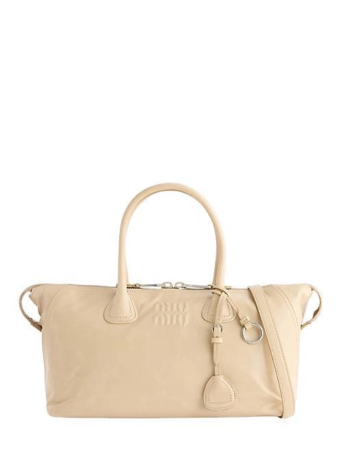 Miu Miu Vitello Shine Leather Shoulder Bag - Travertino