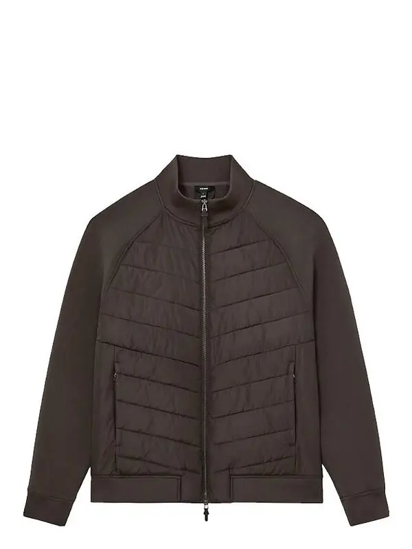 REISS Calvorn Hybrid Quilted-body Cotton-blend Jacket Xxl - Brown