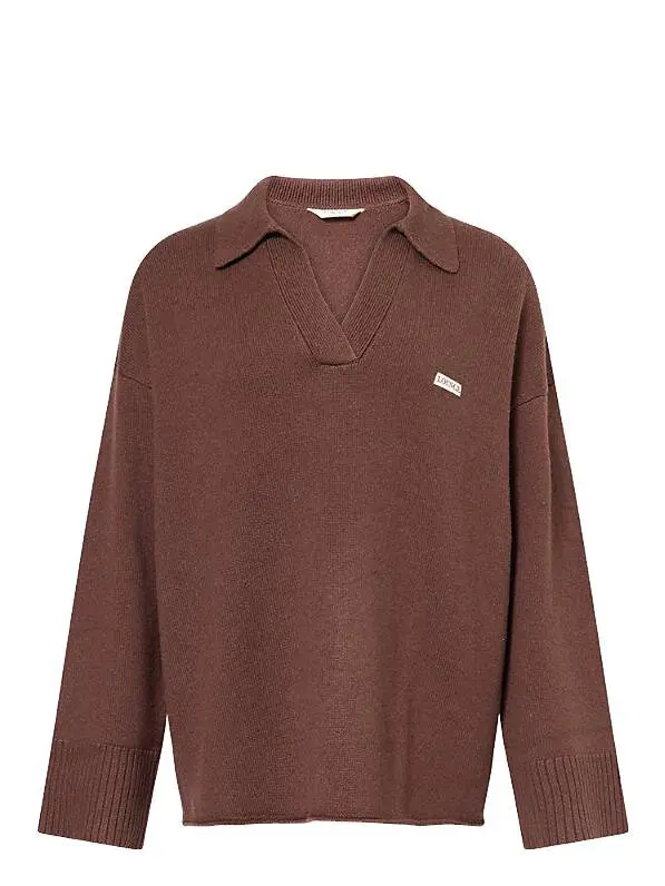 Lounge Half-placket Oversized Wool-blend Jumper - Chocolate
