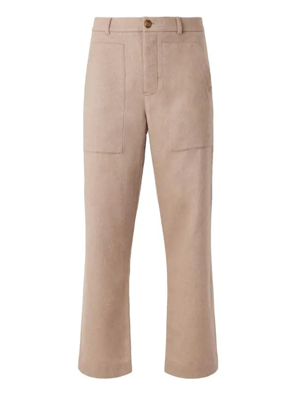 GOD'S TRUE CASHMERE Straight-leg Cashmere-canvas Trousers - Brown
