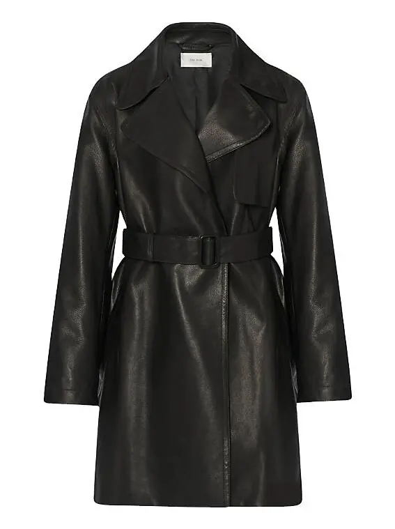 THE ROW Siempra Belted Leather Coat - Black