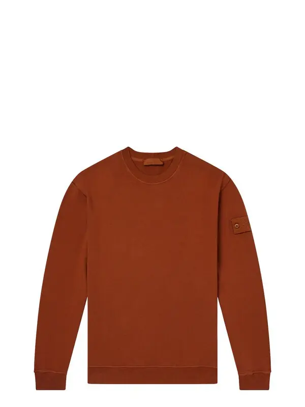 Stone Island Ghost Garment-dyed Stretch-cotton Jersey Sweatshirt - Orange