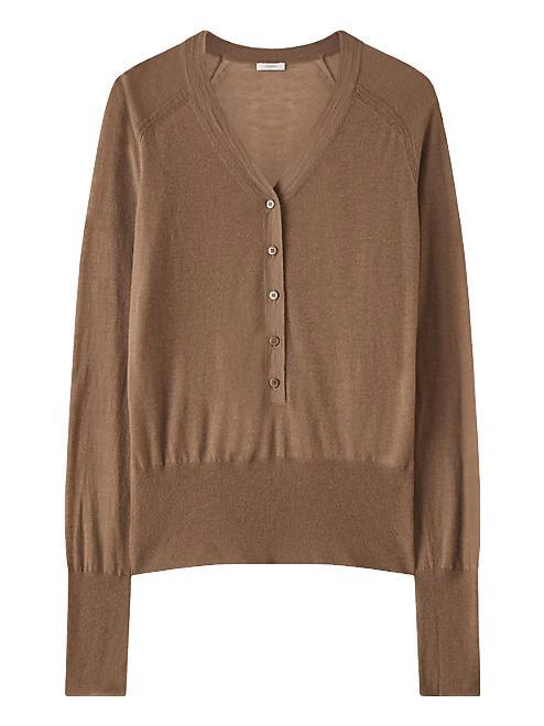 JOSEPH Reem Cashair Henley Cashmere Top - Sable
