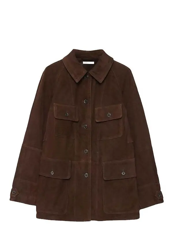 ALLSAINTS Roiya Patch-pocket Suede Jacket - Fango Brown