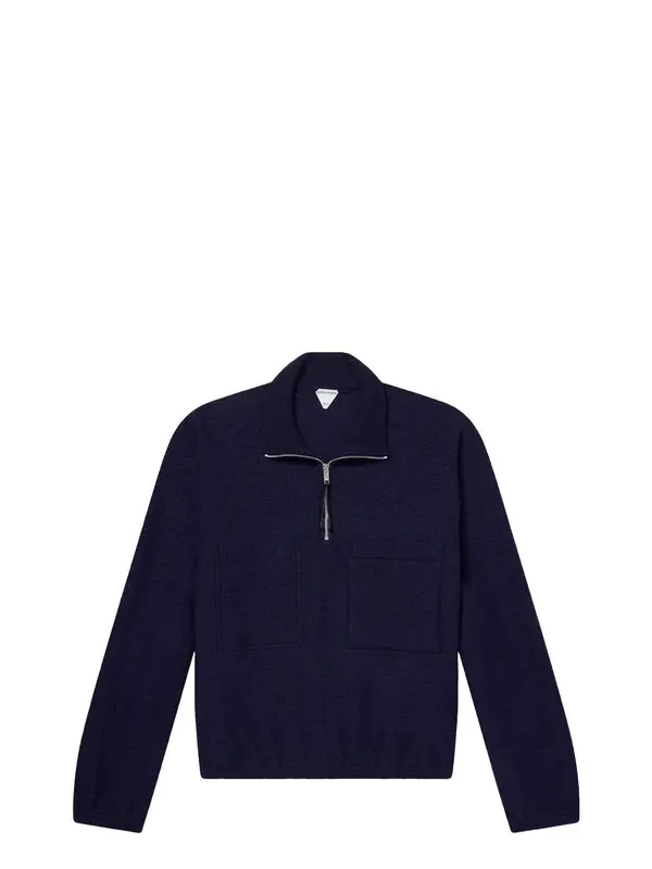 Bottega Veneta Wool-blend Bouclé Half-zip Sweatshirt - Blue