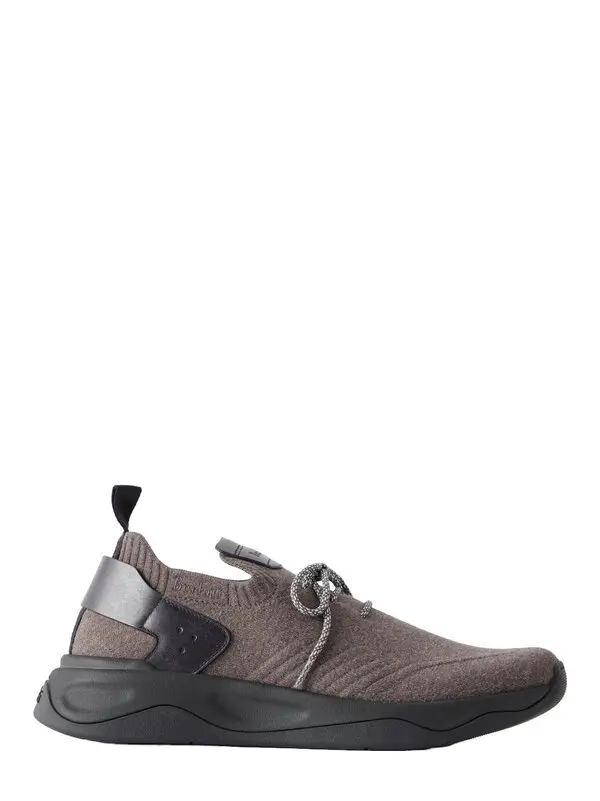 Berluti Shadow Leather-trimmed Mesh Sneakers - Gray