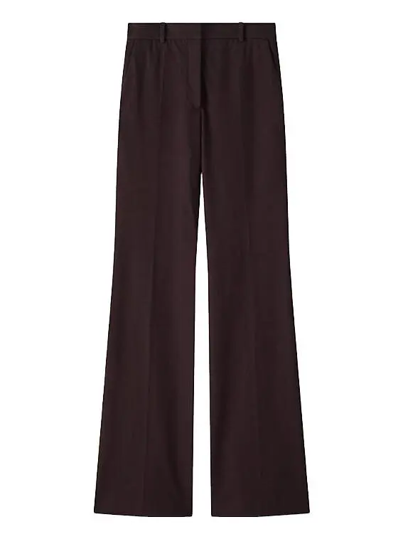 JOSEPH Tafira Gabardine Flared Cotton-stretch Trousers - Mahogany