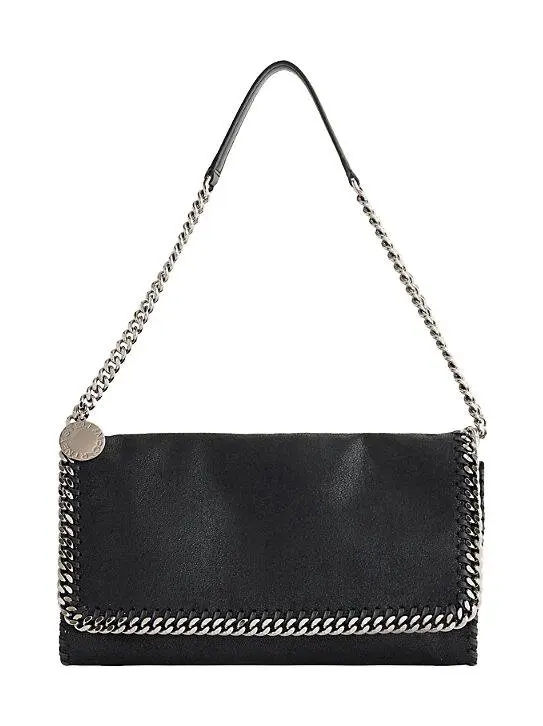 Stella McCartney Falabella Flap Woven Shoulder Bag - Black