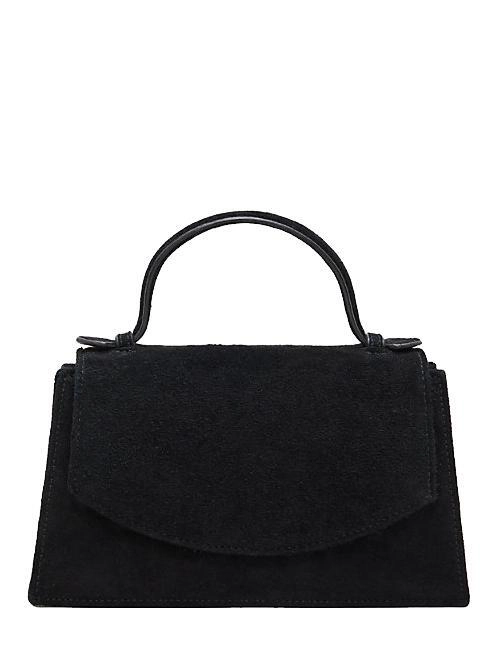 PHASE EIGHT Top Handle Suede Bag - Black