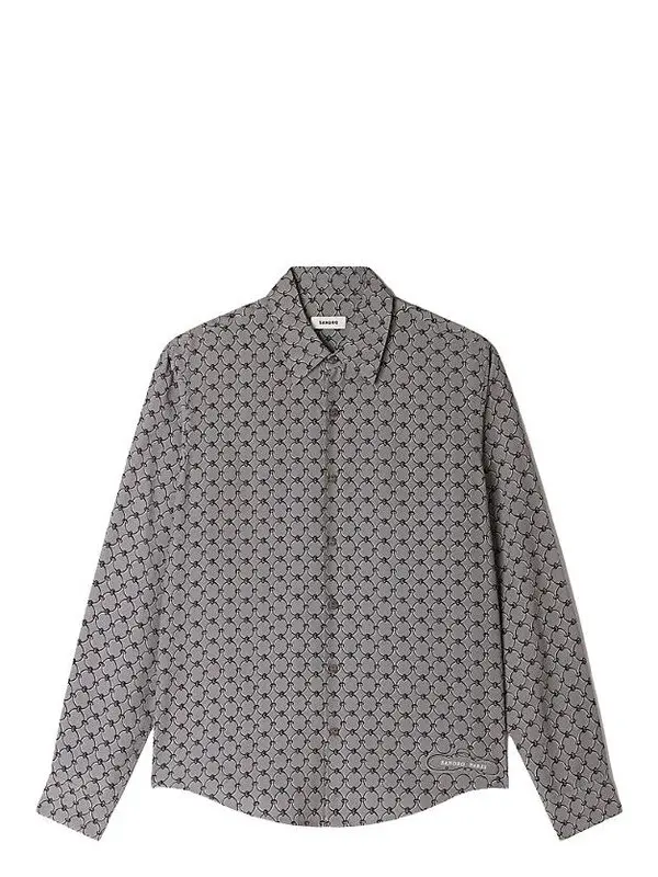 Sandro Chain-print Long-sleeve Woven Shirt - Grey