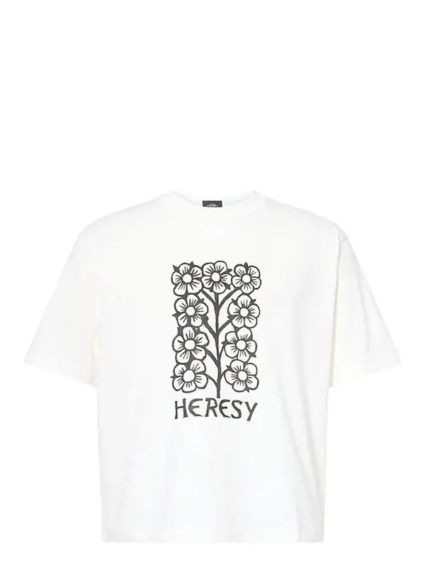 HERESY Verdure Floral-print Cotton T-shirt - Ecru