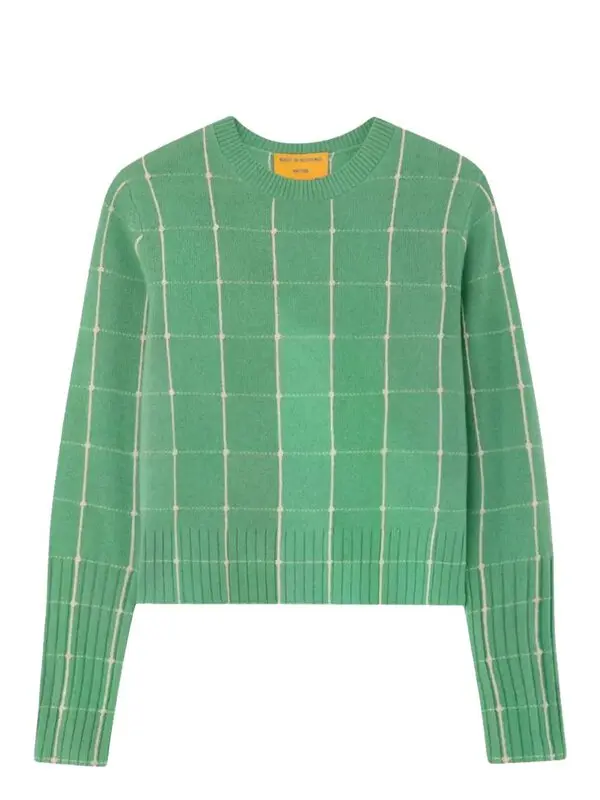 Guest In Residence Shrunken Checker Cashmere Sweater - Green