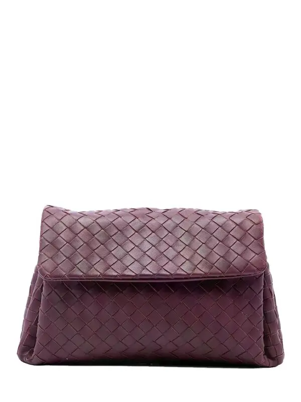 Bottega Veneta 2010 Nappa Intrecciato Flap Clutch Bag - Red
