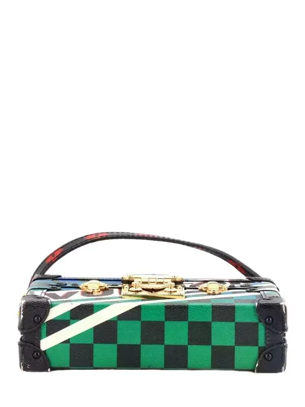 LOUIS VUITTON Petite Malle Handbag Limited Edition Race Print Canvas Clutch Bag - Black