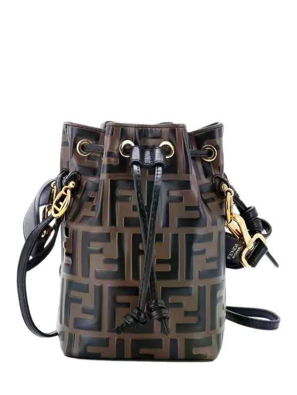 Fendi Mon Tresor Zucca Embossed Leather Mini Bucket Bag - Brown
