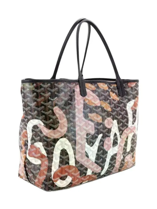 Goyard Saint Louis Lettres Camouflage Coated Canvas Pm Tote Bag - Black