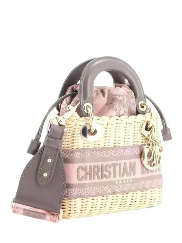 Dior Lady Bag Wicker And Oblique Canvas Mini Tote Bag - Neutrals
