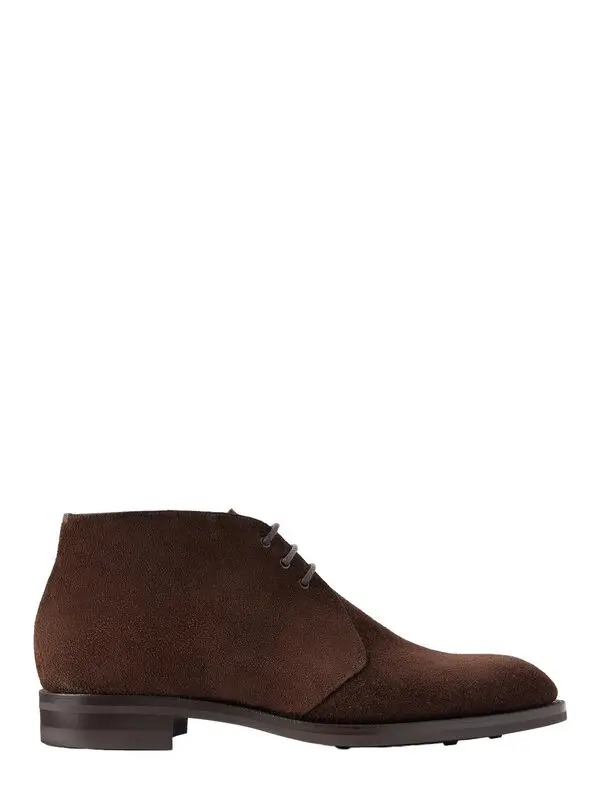 EDWARD GREEN Lanark Waxed-suede Desert Boots - Brown