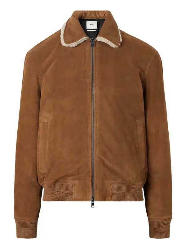 Altea Iggy Shearling-trimmed Padded Suede Jacket - Brown