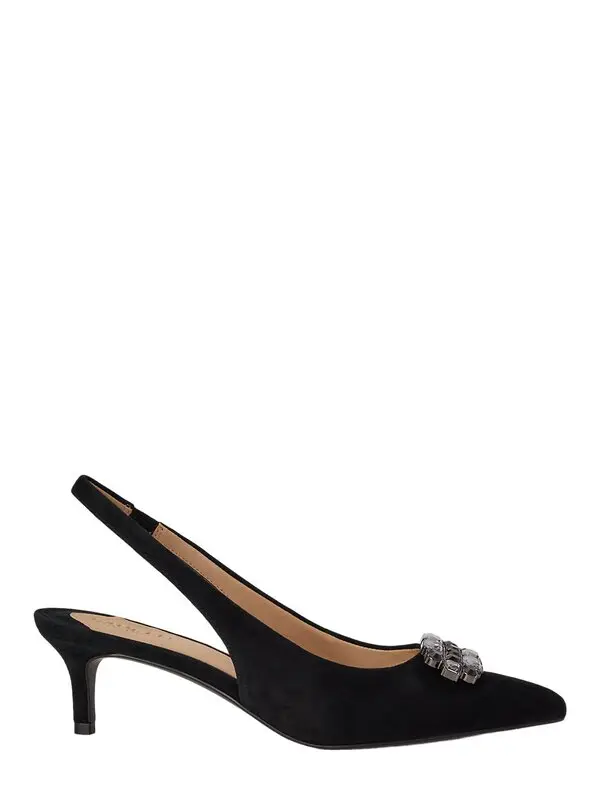 Ralph Lauren Lolah Jeweled Suede Slingback Pump - Black