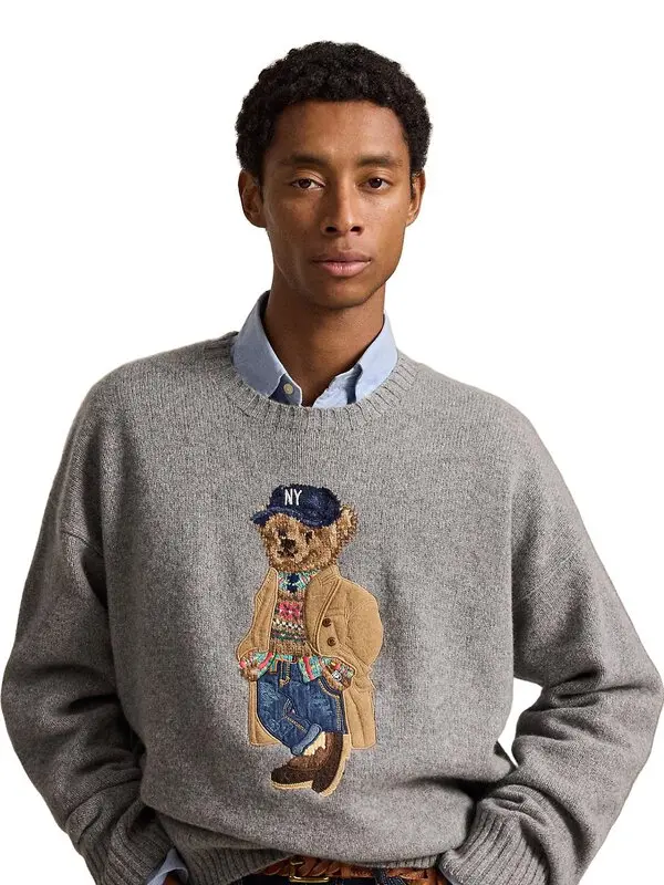 Ralph Lauren Relaxed Fit Polo Bear Sweater - Grey Multi